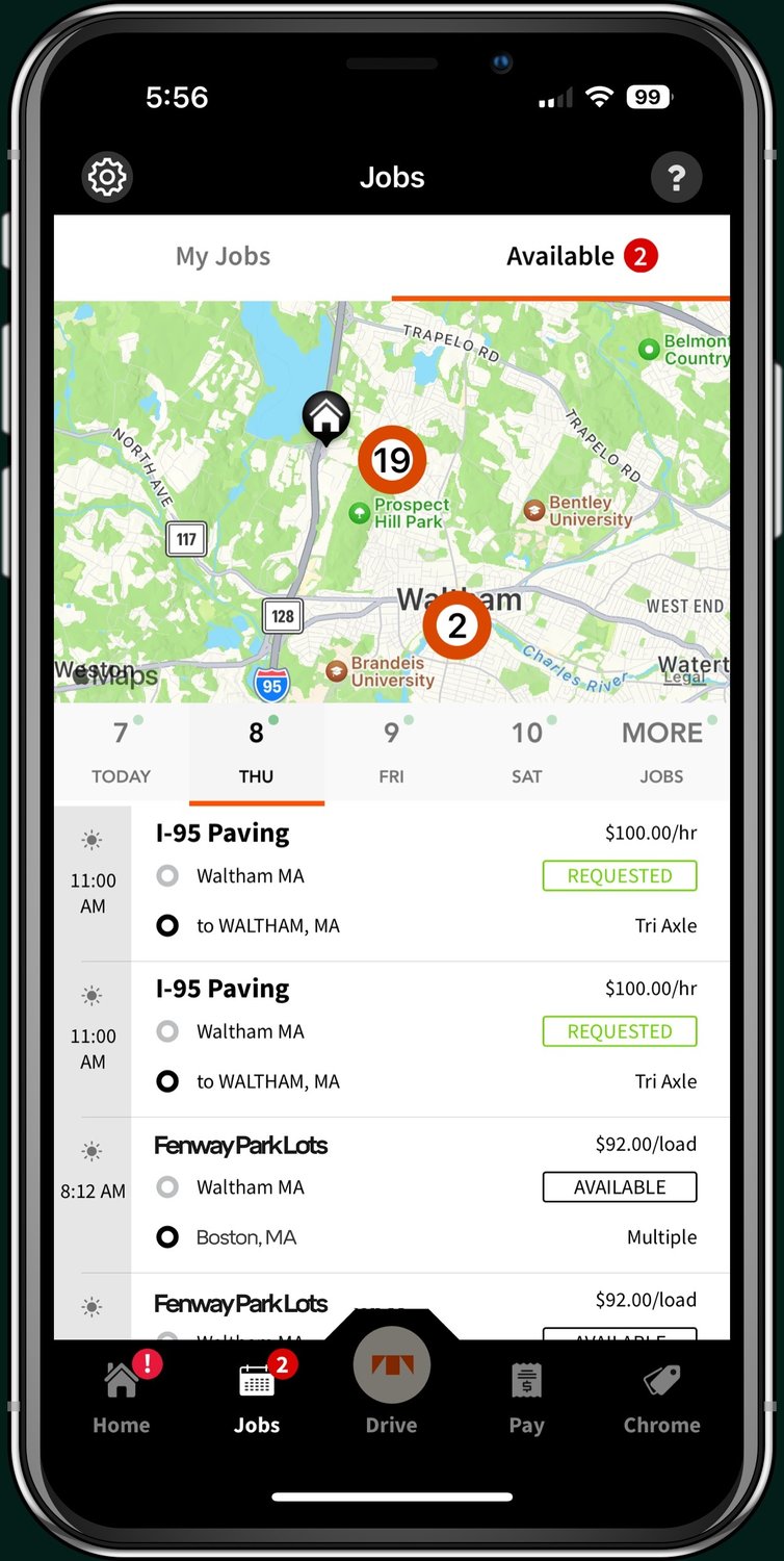 Dump Truck Driver Booking Software and App from Trux